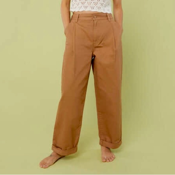 OAK + FORT | Pants & Jumpsuits | Oak Fort Khaki Twill Wide Leg Pants ...